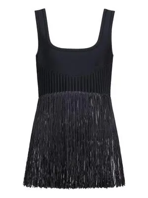 Alaïa Fringed Knitted Tank Top - Black