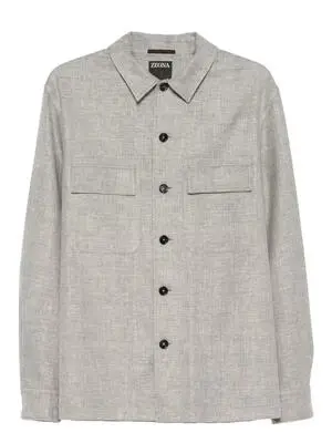 Zegna Button-up Flap-pocket Shirt - Grey