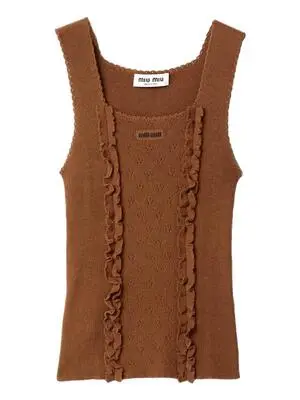 MIU MIU Miu Miu Cashmere And Silk Sleeveless Top With Ruffle Detail