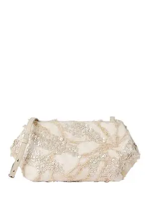 Brunello Cucinelli Silk Organza Pouch Bag With Seabed Embroidery - Beige