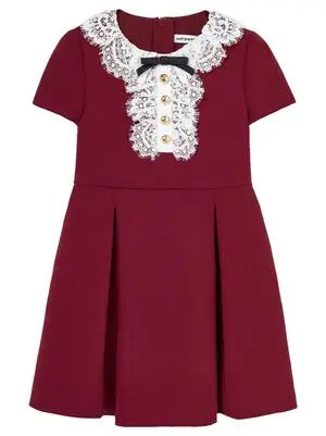 SELF-PORTRAIT Self-Portrait Lace Bib Pleated Dress