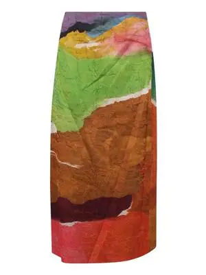Ulla Johnson Inez Satin Pencil Skirt - Brown
