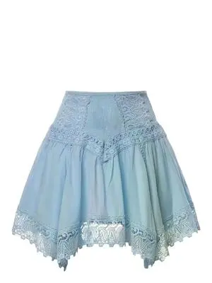 Charo Ruiz Ibiza Taléa Guipure Lace Shirred Mini Skirt - Blue