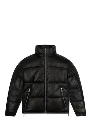 DENIM TEARS Embossed Wreath Leather Puffer Jacket - Black