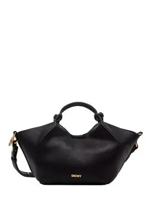 Dkny Paula Knotted Leather Tote Bag - Black