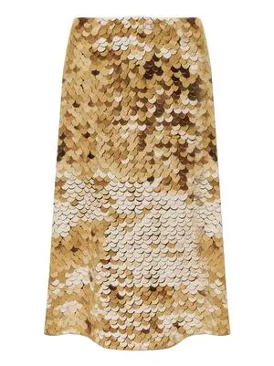 Moschino Midi Skirt With Scale Motif - Beige