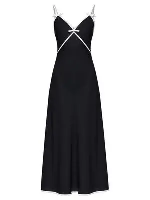 Moschino Spaghetti Strap Maxi Dress With Bow Accents - Black