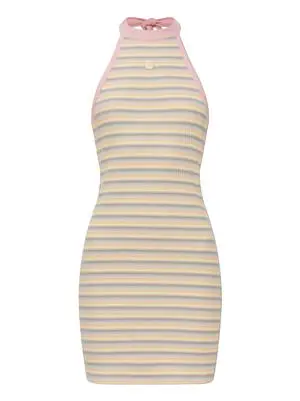 Amiri Striped Ribbed Knit Mini Dress With Open Back - Multicolour