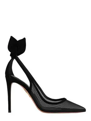 AQUAZZURA Bow Tie Mesh Heeled Pumps - Black