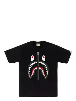A BATHING APE Shark Print T-shirt - Black