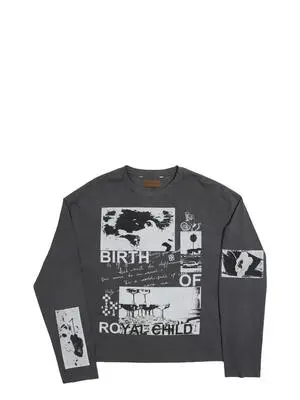BIRTH OF ROYAL CHILD Graphic Print Long Sleeve Sweatshirt - Grey
