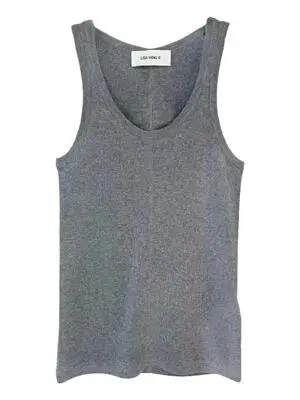 LISA YANG Ribbed Knit V-neck Sleeveless Top - Grey