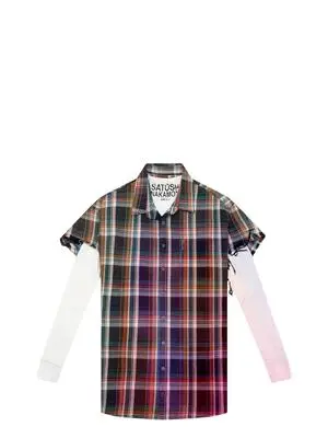 SATOSHI NAKAMOTO Satoshi Nakamoto Plaid Pattern Layered Sweatshirt