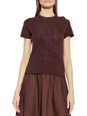 BY MALENE BIRGER Pointelle Knit T-shirt - Red