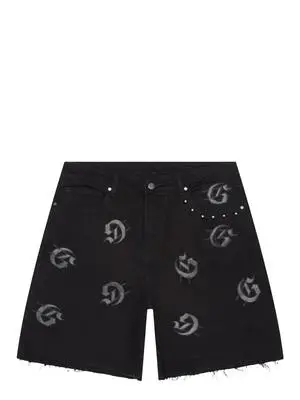 GODSPEED Embroidered Denim Shorts - Black