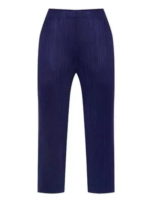 Issey Miyake Cropped Pleated Trousers - Blue