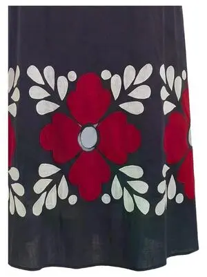 Antik Batik Floral Embroidered Midi Dress - Blue