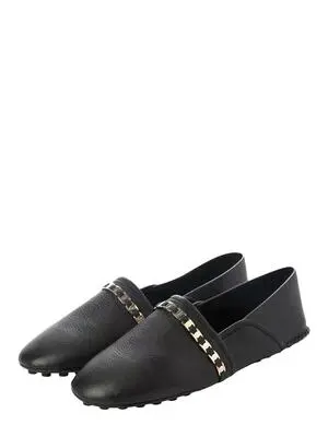 FERRAGAMO Chain-strap Leather Ballet Flats - Black
