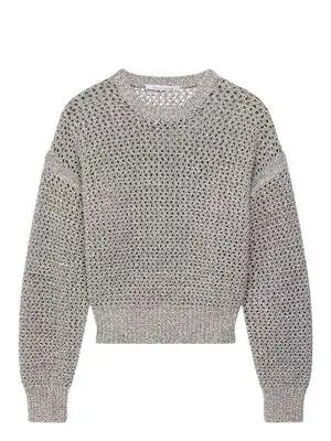 Another Tomorrow Open-knit Crew-neck Sweater - Black