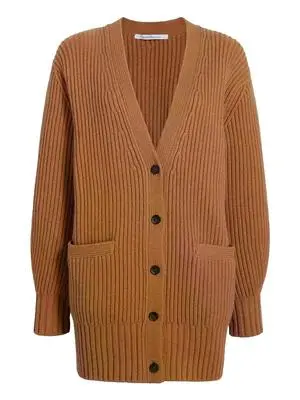 Another Tomorrow Ribbed-knit Cashmere Cardigan - Brown