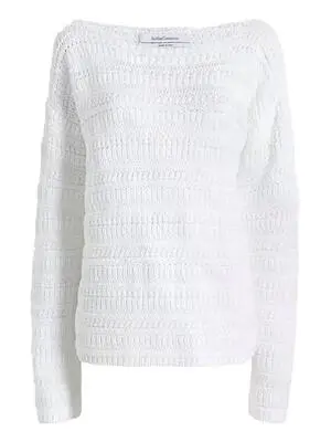 Another Tomorrow Textured Knit Sweater - White