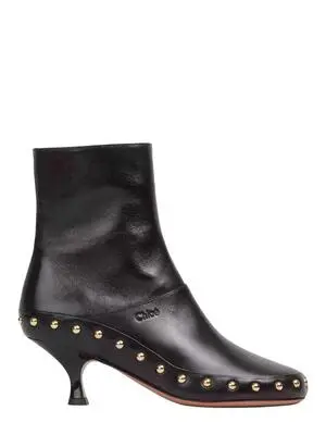 Chloé Studded Leather Ankle Boots - Black