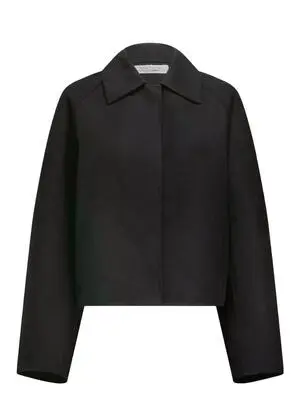 Another Tomorrow Raglan Sleeve Back-flap Jacket - Black