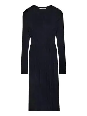 Another Tomorrow Curved-seam Midi Dress - Black