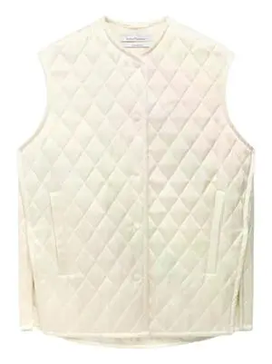 Another Tomorrow Quilted Satin Gilet - Neutrals