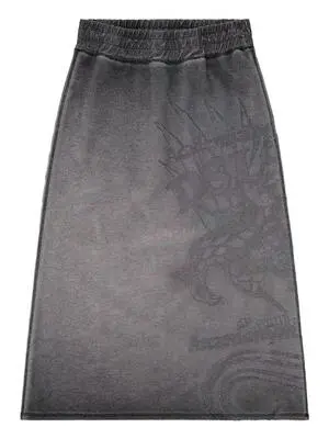 DIESEL® Fleece Midi Skirt With Dévoré Print - Grey