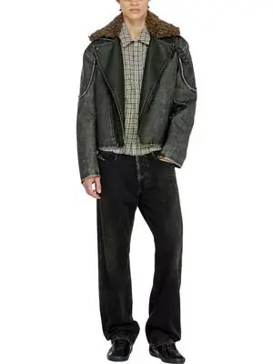 DIESEL® Biker Jacket With Detachable Collar - Grey