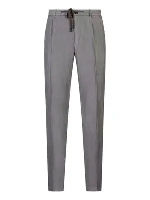 Peserico Linen Pleated Drawstring Trousers - Grey
