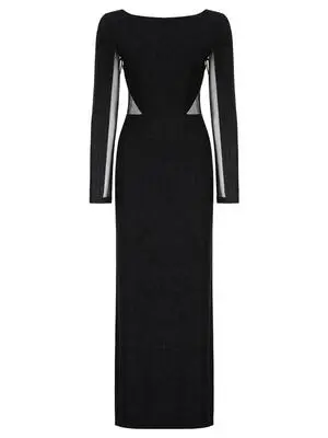 JOSHE Long Dress With Tulle Inserts - Black