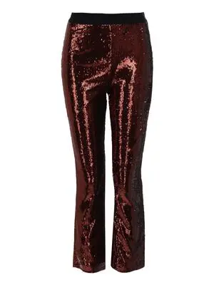 SE-TA Sequin Flare Trousers - Brown