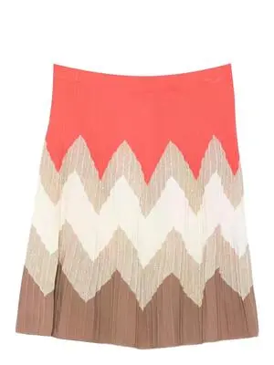 D.exterior Chevron-knit Pleated Skirt - Neutrals