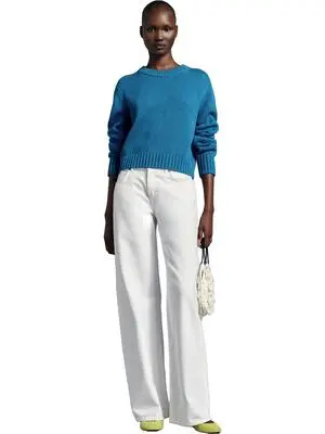 REFORMATION Eleni Cotton Crew Sweater - Blue