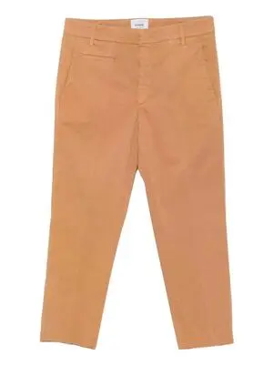 DONDUP Logo Plaque Cotton Trousers - Brown