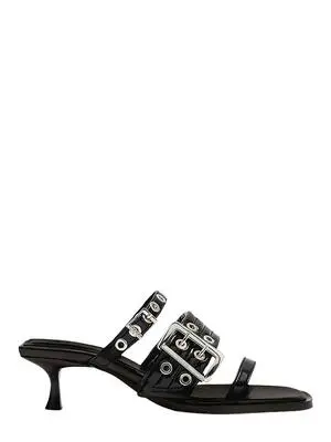 GANNI Buckled Strap Mules - Black
