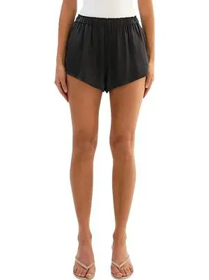 LAMARQUE Melina Satin Micro Shorts - Black