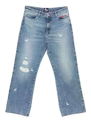 CARNE BOLLENTE Distressed Embroidered Jeans - Blue