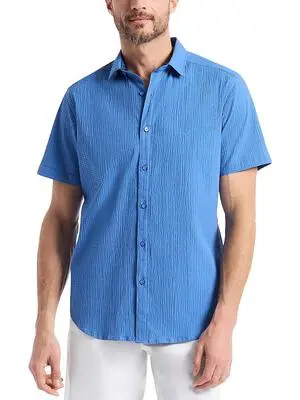 Robert Graham Thresher Short Sleeve Woven Shirt - Blue