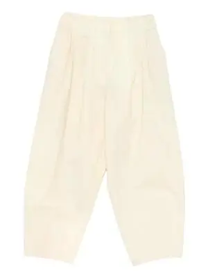 PSOPHIA Pleated Cotton Trousers - Neutrals