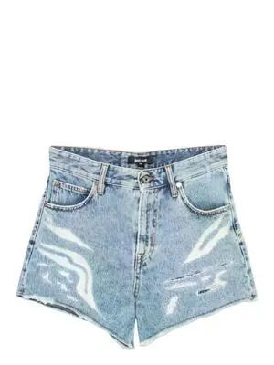 Just Cavalli Distressed Raw-cut Shorts - Blue