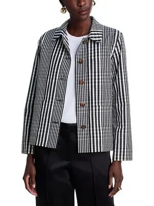 Lafayette 148 New York Printed Shirt Jacket - Black Multi