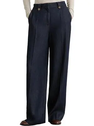 REISS Kaia Wide-leg Pants - Indigo