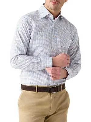 Robert Talbott Madison Check Light Weight Poplin Shirt In Contemporary Fit - Raspberry Multi