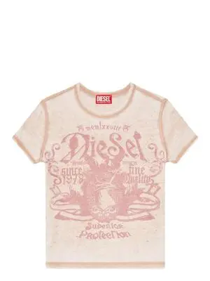 DIESEL® Cotton Blend T-shirt With Graphic Print - Pink