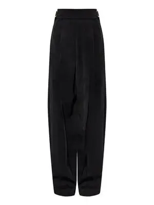 Sportmax Pleated Trousers With Buckle Detail - Black