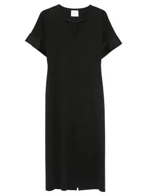 Sú V-neck Short-sleeve Midi Dress - Black