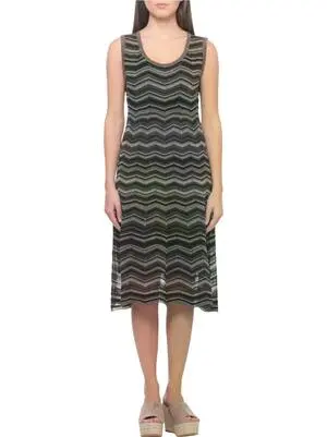 D.exterior Chevron Knit Midi Dress - Brown